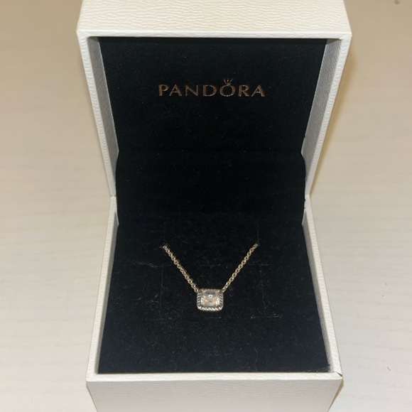 Pandora | Jewelry | Pandora Square Sparkle Halo Necklace | Poshmark